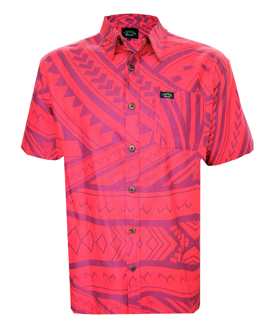 Eveni Pacific Men's Classic Elei Shirt - Crimson Red