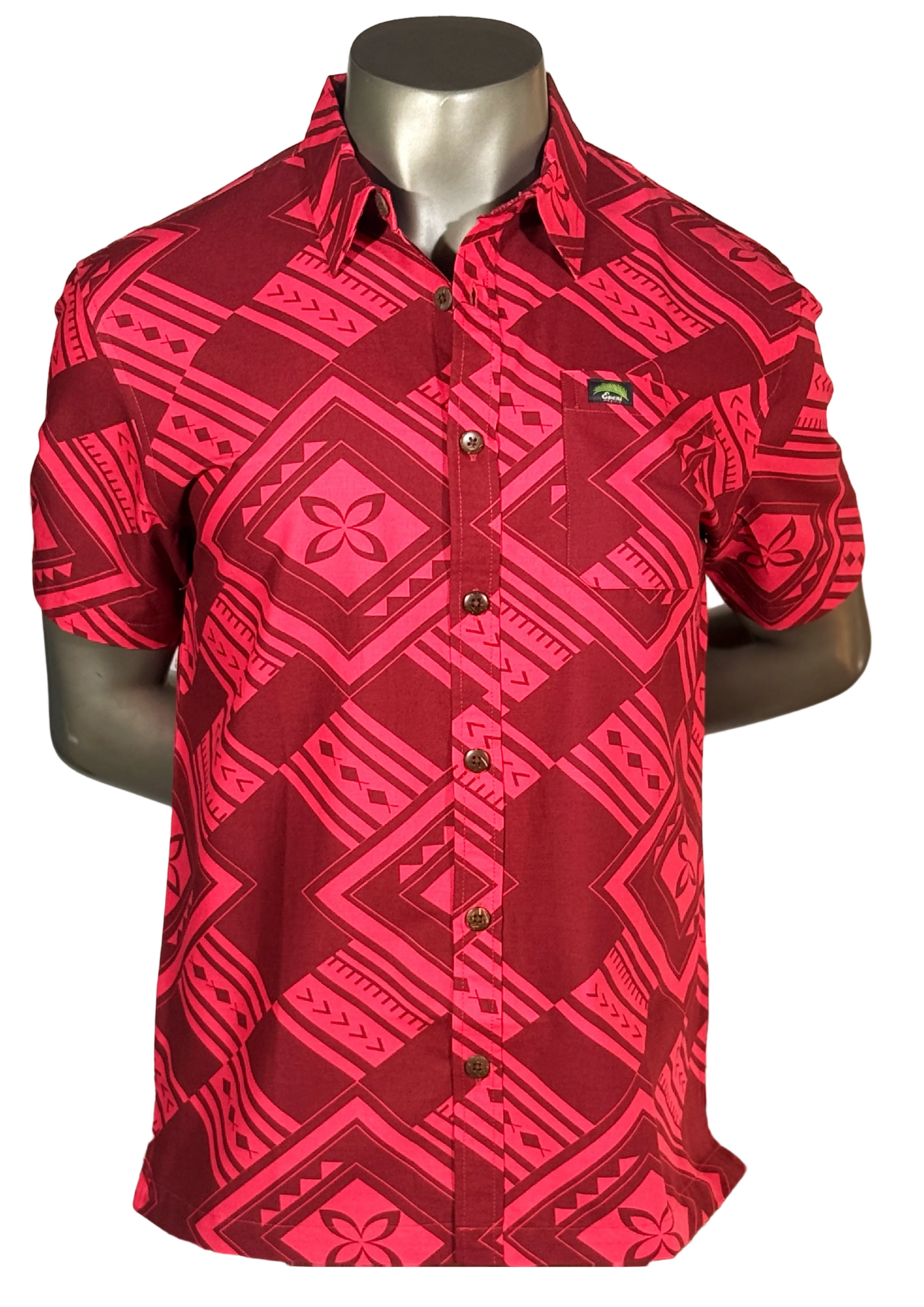 Eveni Pacific Men's Classic Elei Shirt - Red Haven