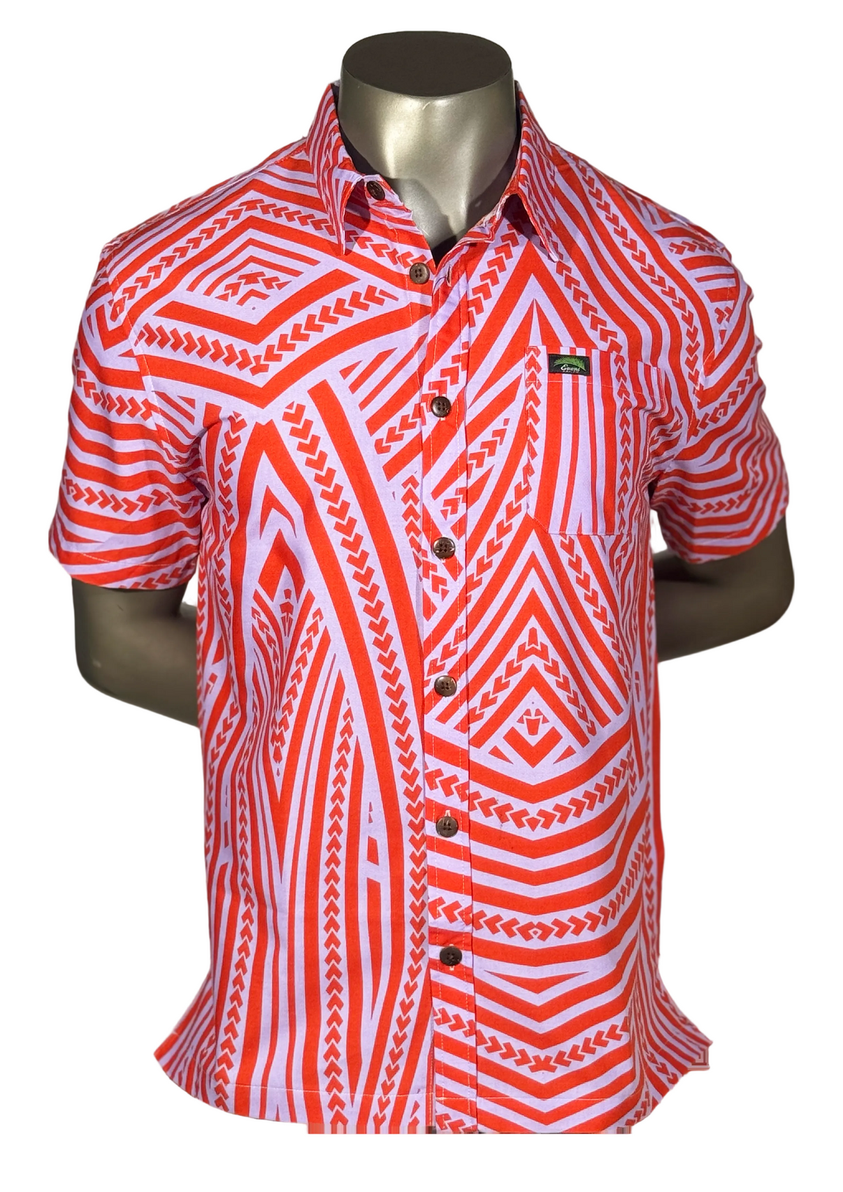 Eveni Pacific Men's Classic Elei Shirt - Pearl Pacific Orange